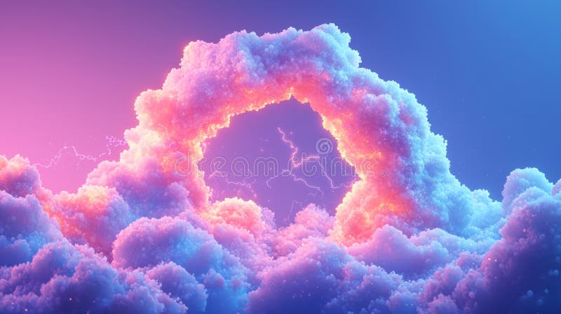 Cloud Formations with Luminous Round Holes, Fantastic Atmospheric ...