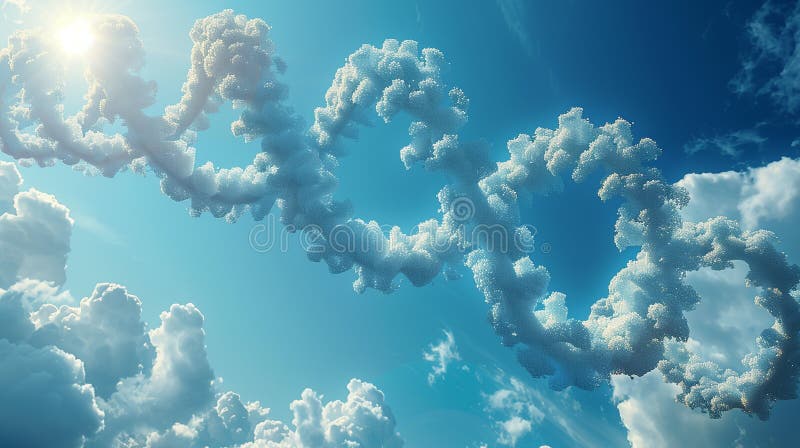 A Cloud Forms the Double Helix Pattern of Human DNA Against Azure Backdrop Stock Illustration ...