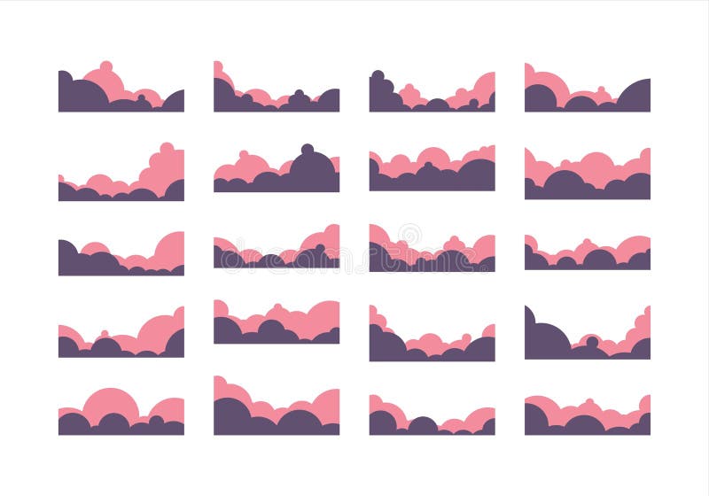 Cloud Frame Border Corner Collection Stock Vector - Illustration of ...