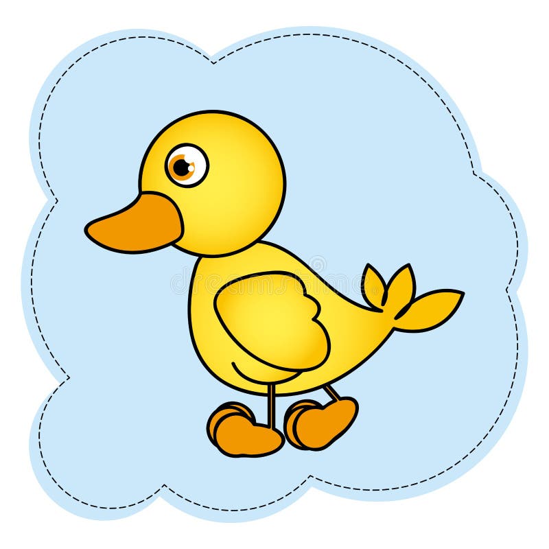 Cloud Frame with Yellow Duck Side View Animal Icon Stock Illustration ...