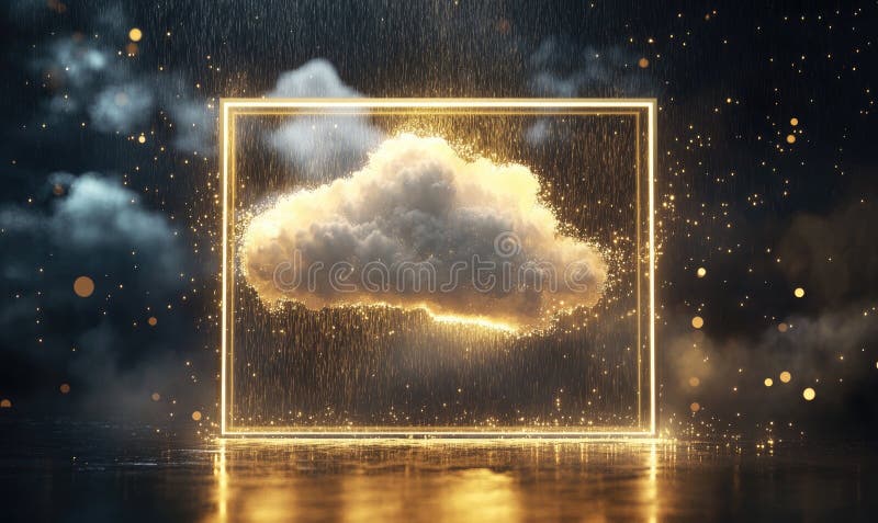 A Cloud is in a Frame with a Yellow Light Shining on it Stock ...