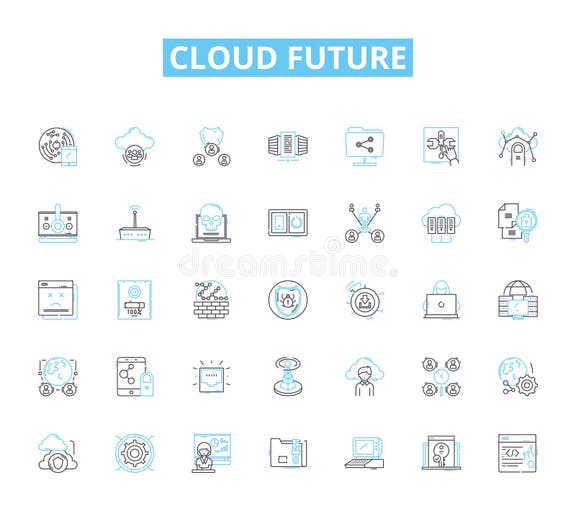 Cloud Future Linear Icons Set. Advancement, Efficiency, Collaboration ...
