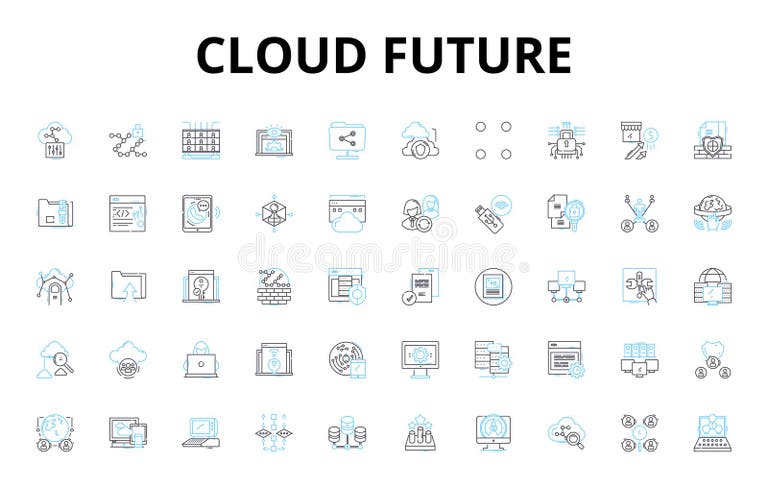 Cloud Future Linear Icons Set. Advancement, Efficiency, Collaboration ...