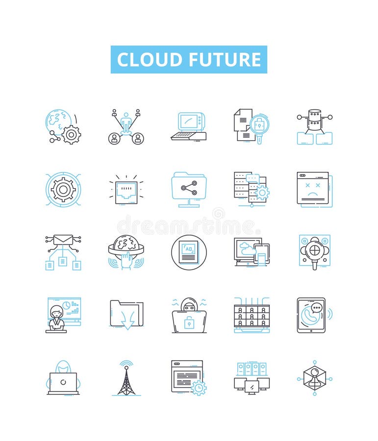 Cloud Future Vector Line Icons Set. Cloud, Future, Computing, AI, IoT ...