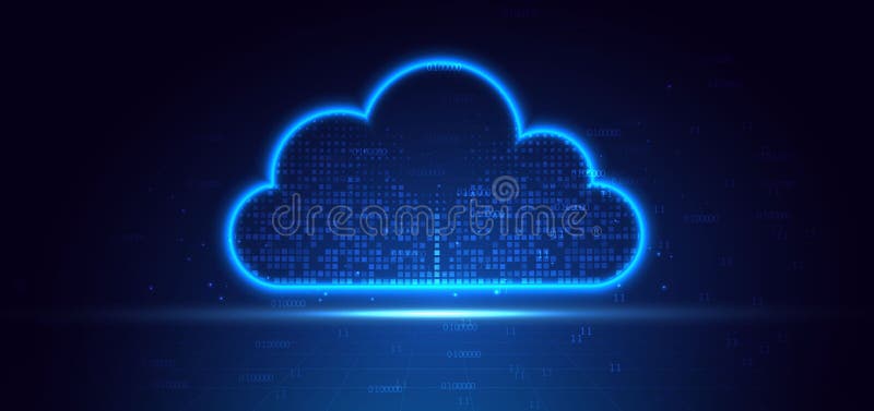 Cloud Futuristic Technology Connected Digital Servers on Dark Blue Background Stock Illustration ...