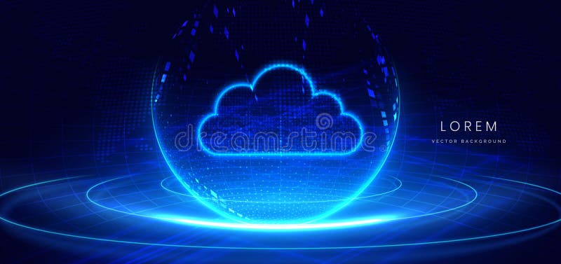 Cloud Futuristic Technology Connected Digital Servers on Dark Blue Background Stock Vector ...