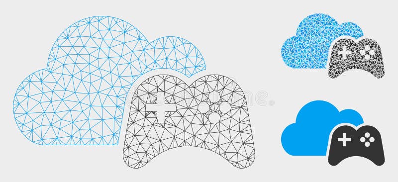 Cloud Game Controller Vector Mesh Wire Frame Model and Triangle Mosaic ...