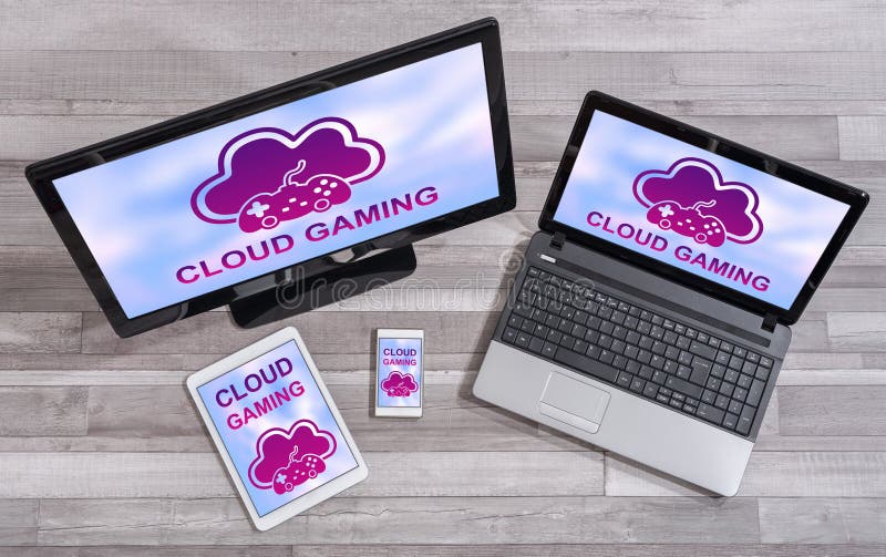 Cloud Gaming Concept on Different Devices Stock Image - Image of multi ...