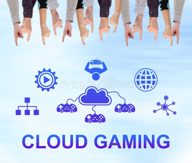 Cloud Gaming Concept on a Laptop Screen Stock Photo - Image of global ...