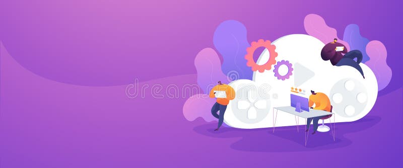 Cloud Gaming Web Banner Concept. Stock Vector - Illustration of ...