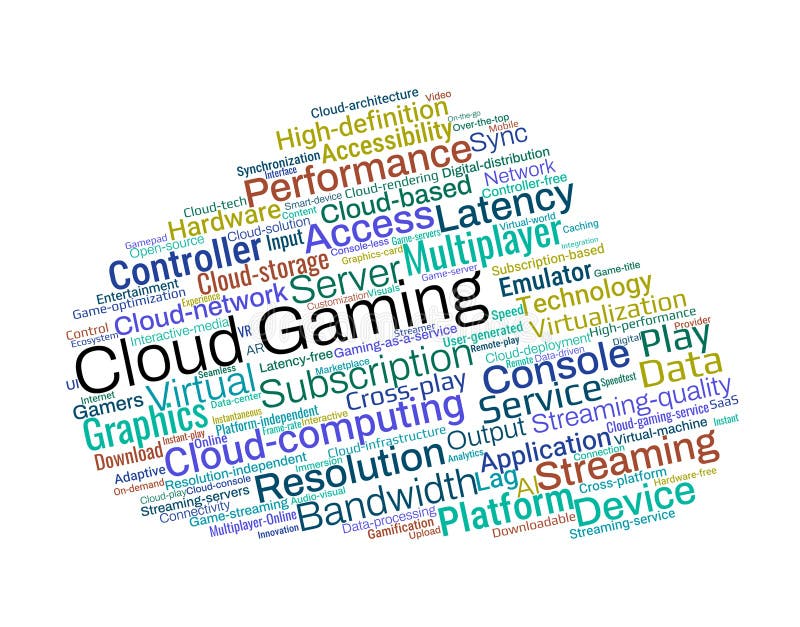 Cloud Gaming Word Cloud stock illustration. Illustration of knowledge ...