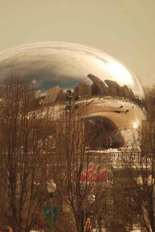 Cloud Gate through Barren Winter Trees Editorial Stock Photo - Image of ...