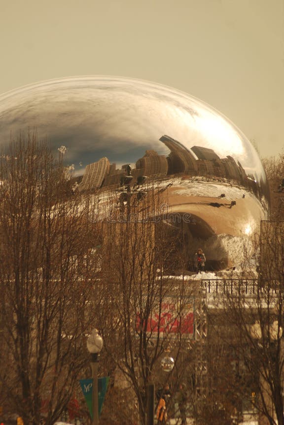 Cloud Gate through Barren Winter Trees Editorial Stock Photo - Image of ...