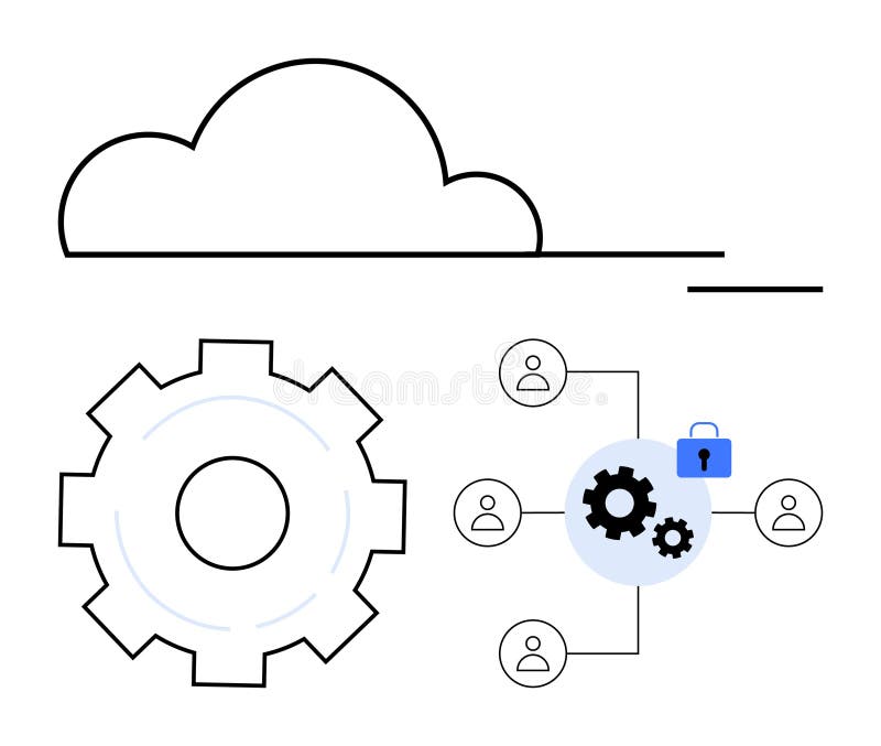 Cloud Technology with Secure Data Sharing and Networking Concept Stock Vector - Illustration of ...