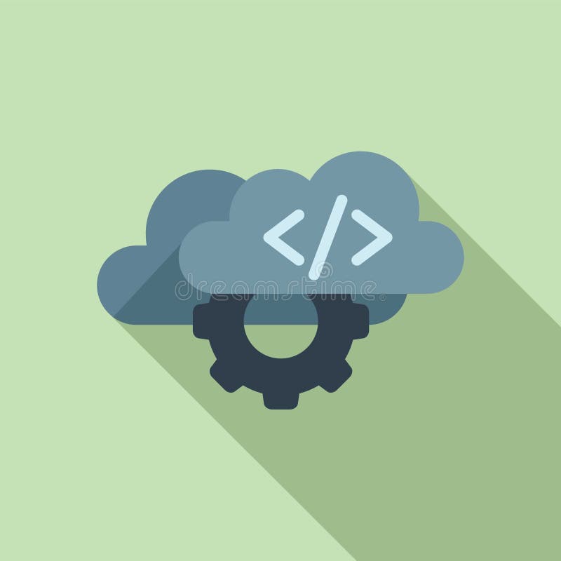 Cloud Gear Support Icon Flat Vector. Mobile Server App Stock Vector ...