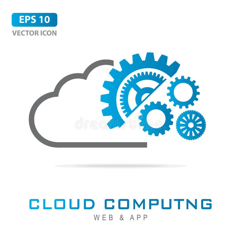 Cloud With Gear On White Background, Cloud Computing Technology ...