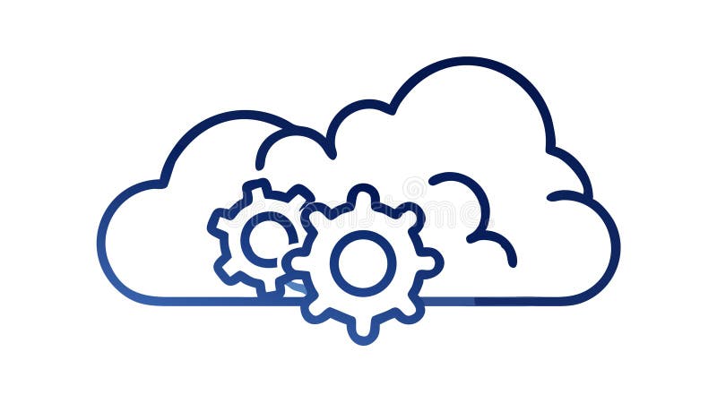 Cloud and Gears Outline, Cloud Technology, Digital Infrastructure ...