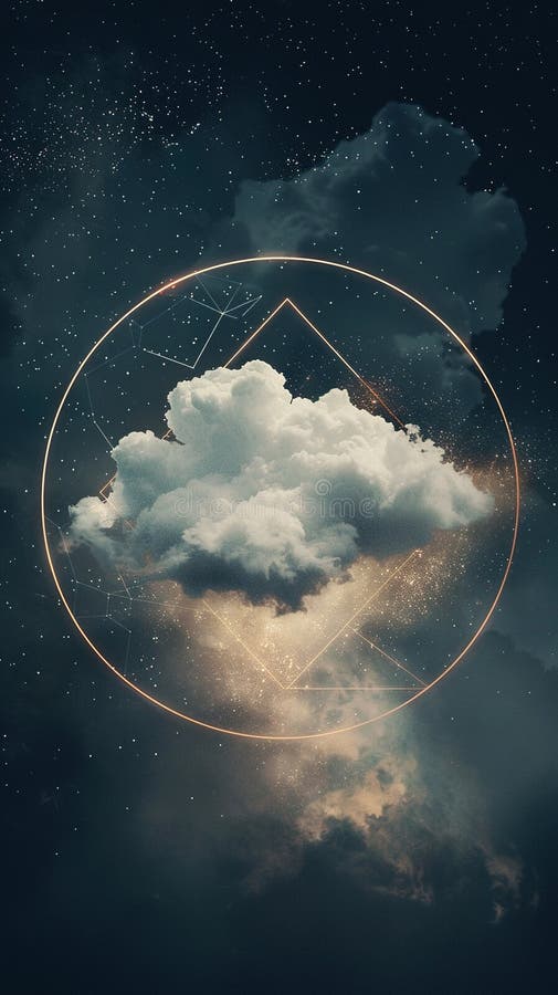 Hexagonal Horizons Clouds of Symmetry Stock Illustration - Illustration ...