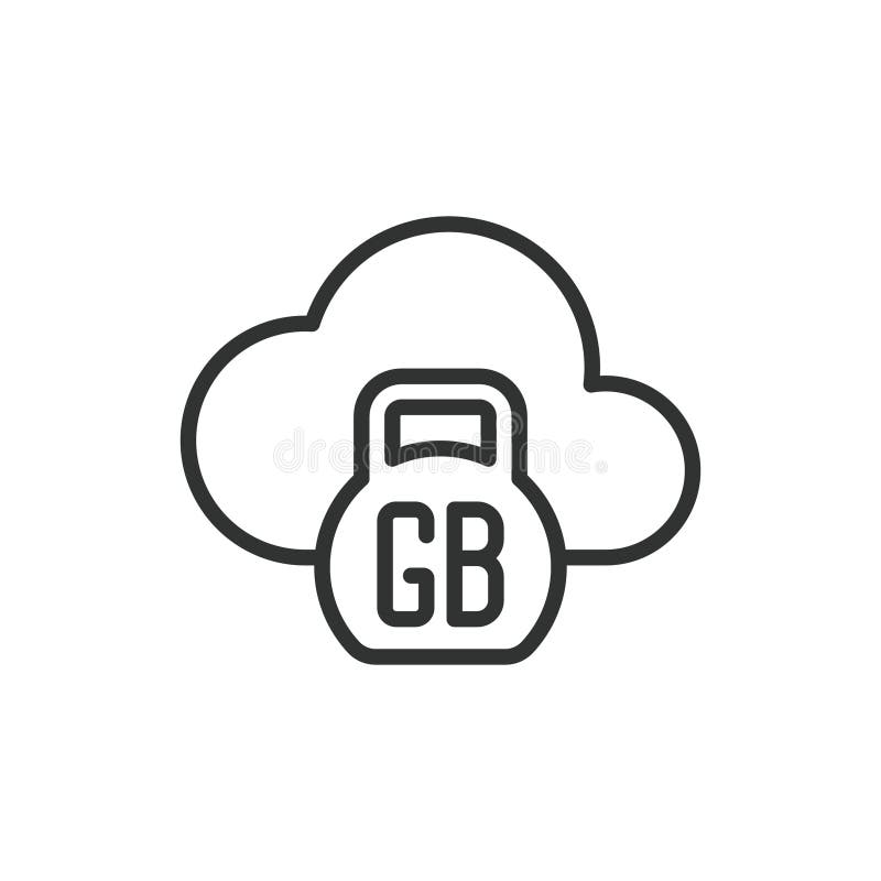 Cloud Gigabytes, Icon in Line Design. Cloud, Gigabytes, Storage, Data ...