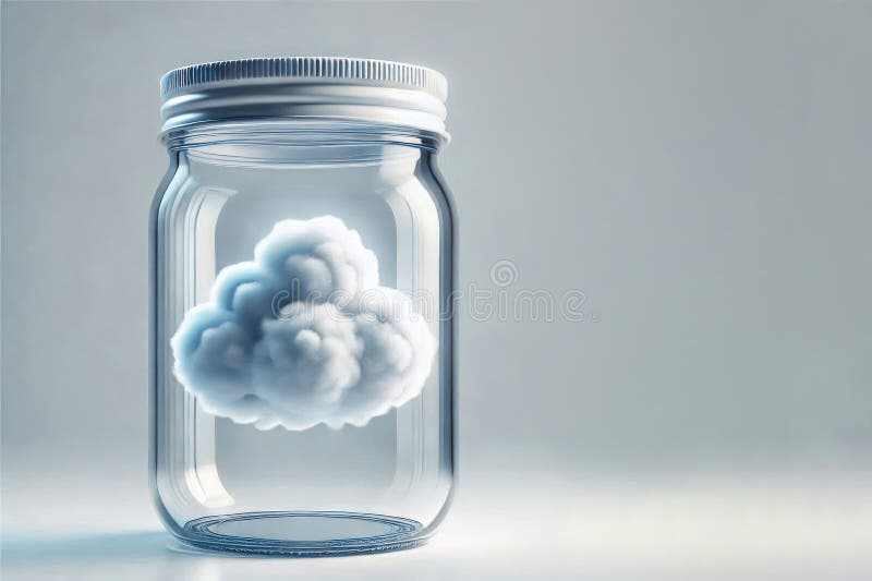 A Cloud in a Glass Jar. Space for Text. Stock Photo - Image of cloud ...