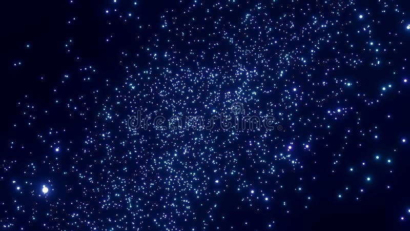 Cloud of Glowing Cosmic Flow Particles. Design. Lot of Luminous ...