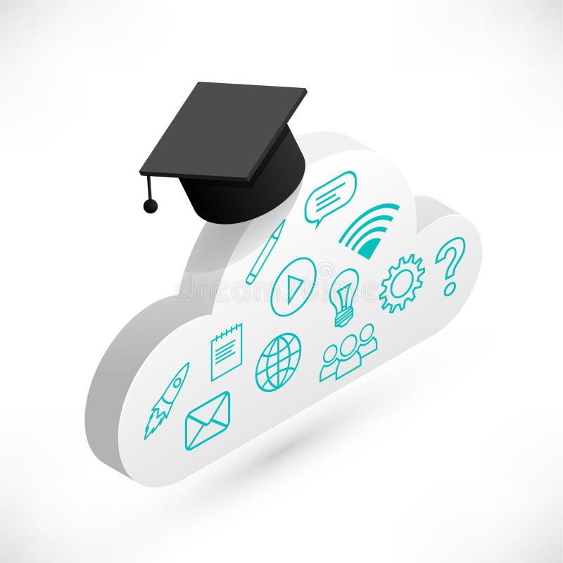 Cloud with Graduation Cap Icons Stock Vector - Illustration of ...