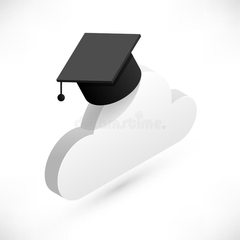 Cloud with graduation cap stock vector. Illustration of network - 145909229