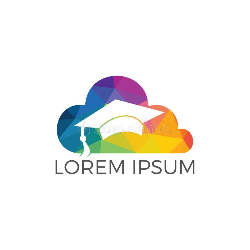 Cloud and Graduation Cap Logo Design. Stock Illustration - Illustration ...