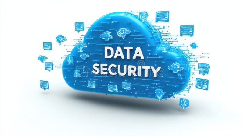 Cloud Graphic Illustrating Data Security Concepts with Visual Icons Representing Digital ...