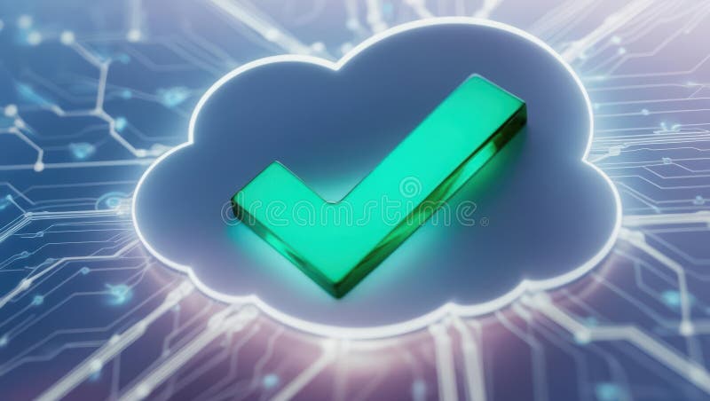 A Cloud with a Green Check Symbol Radiating within an Intelligent Cloud ...