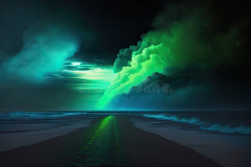 Cloud Green Cyan Background Generative AI Stock Illustration ...