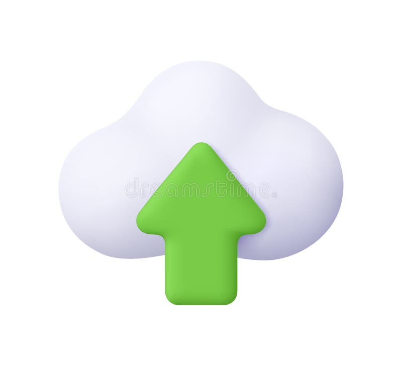 Cloud with Green Upload and Download Arrow. Media Loading, Data ...