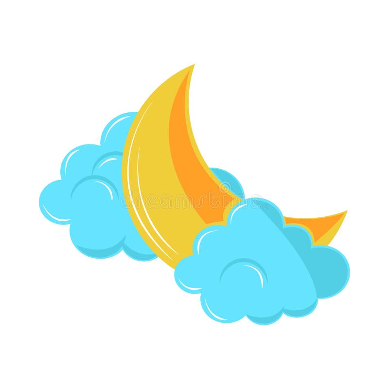 Cloud and half moon stock vector. Illustration of vector - 249246504