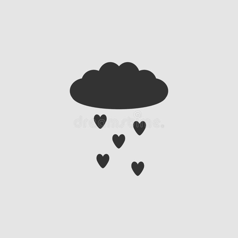 Cloud and Heart Rain Icon Flat Stock Illustration - Illustration of ...