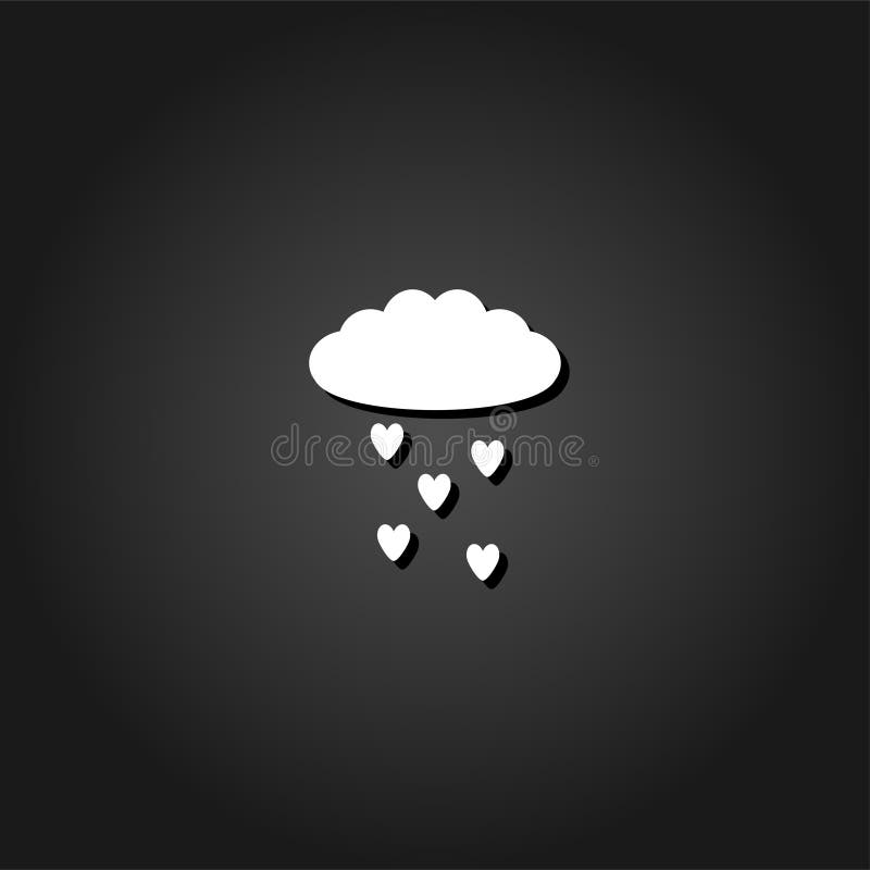 Cloud and Heart Rain Icon Flat. Stock Vector - Illustration of email ...