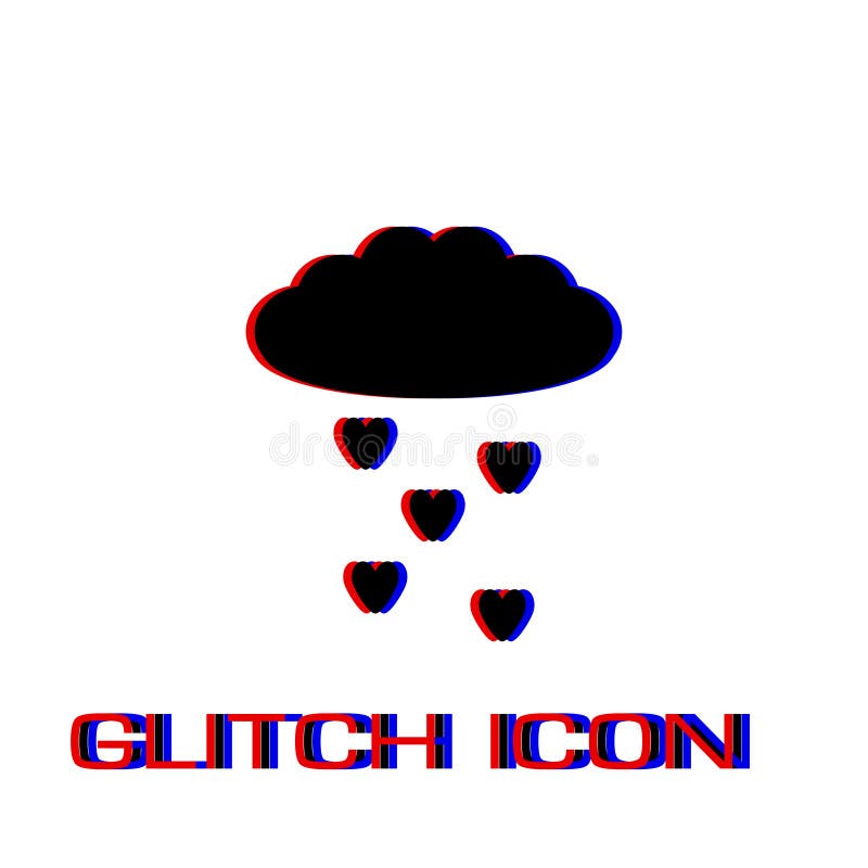 Cloud and Heart Rain Icon Flat Stock Illustration - Illustration of ...