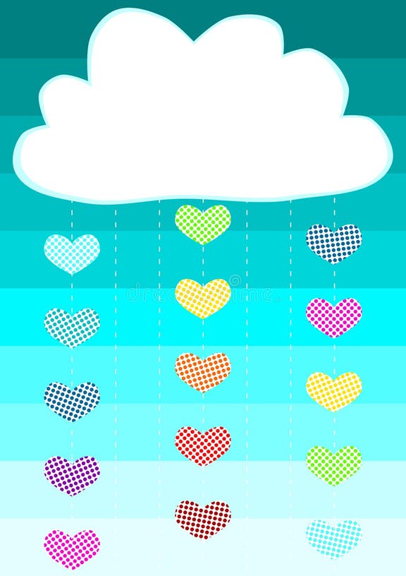 Heart Drops Rain Cloud Greeting Card Stock Illustration - Illustration ...