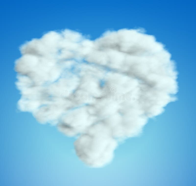 Cloud Heart Shape Over Blue Sky Stock Illustration - Illustration of ...