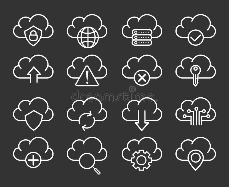 Cloud hosted icons stock vector. Illustration of database - 247909310