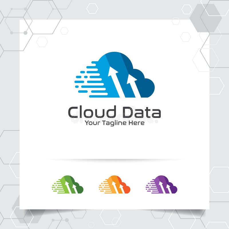 Cloud Hosting Logo Vector Design With Concept Of Digital And Data ...