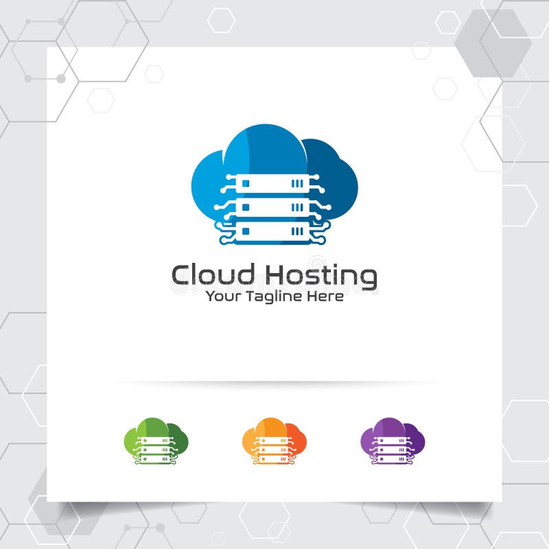 Cloud Hosting Logo Vector Design with Concept of Server and Cloud Icon ...