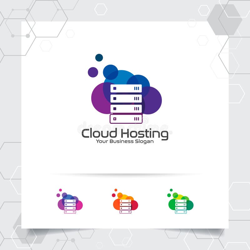 Cloud Hosting Logo Vector Design with Concept of Server and Cloud Icon ...