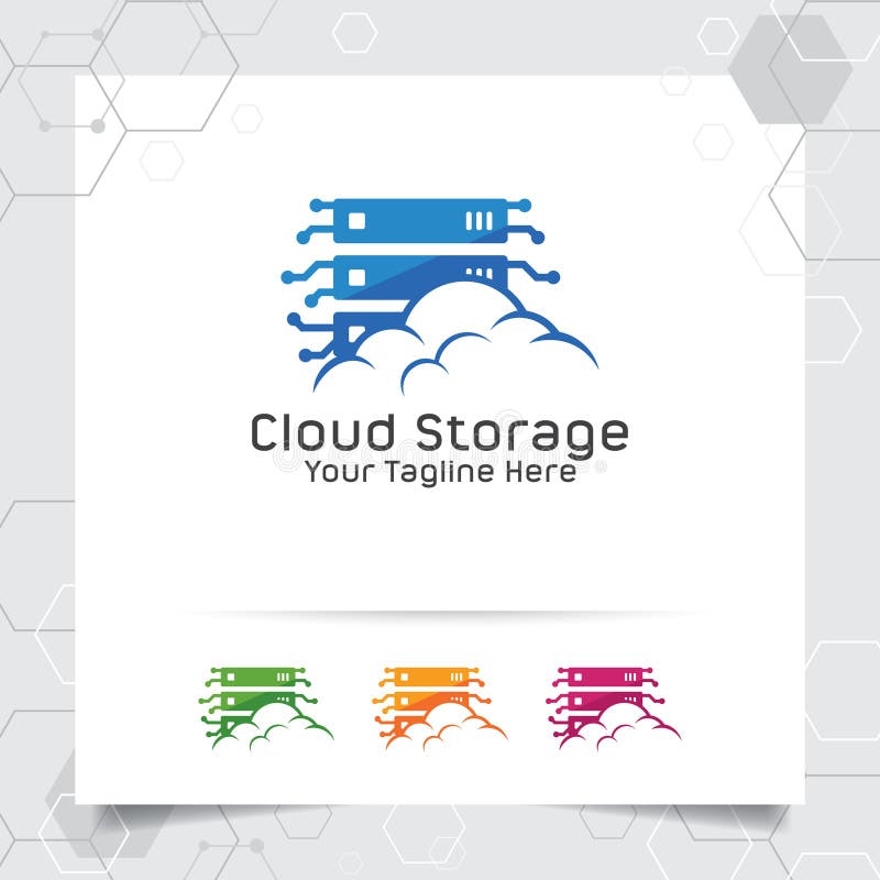 Cloud Hosting Logo Vector Design with Concept of Server and Cloud Icon ...