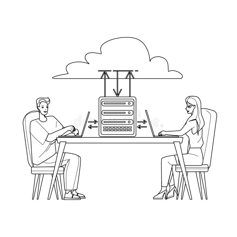 Cloud Hosting Storage Service Using People Vector Stock Vector ...