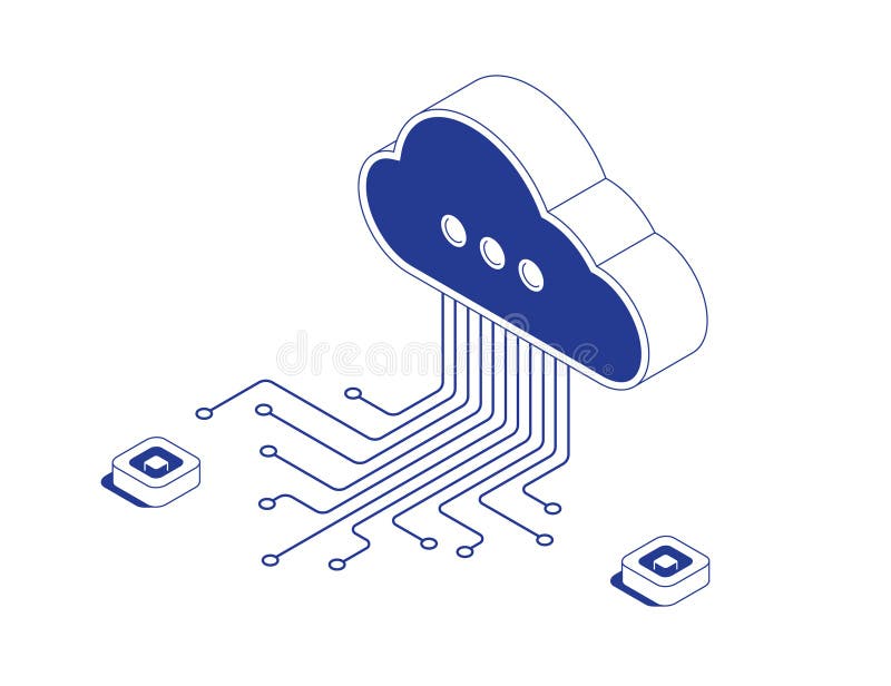 Cloud Hosting Technology Concept with Data Streams Resembling Circuit ...