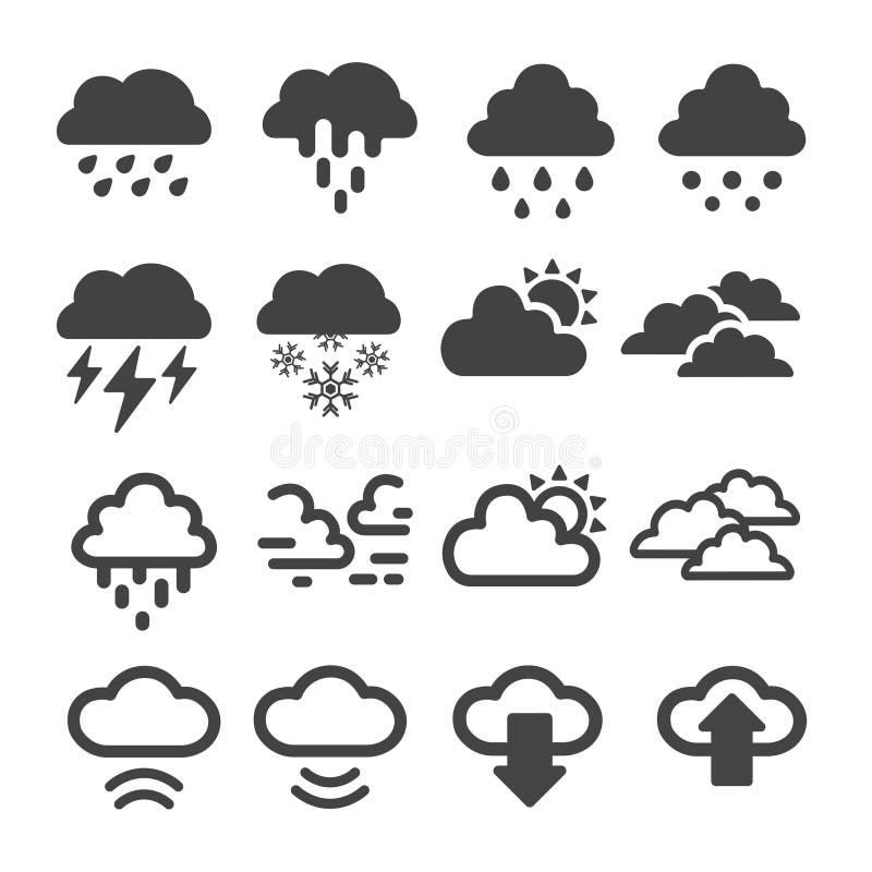 Cloud icon set stock vector. Illustration of climate - 136577523