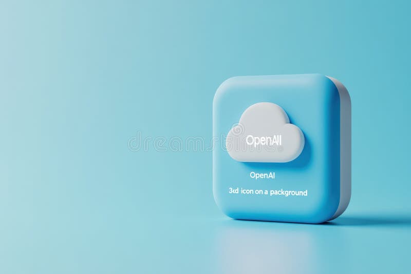 Cloud Icon on a Blue Object Isolated on White Background Stock ...