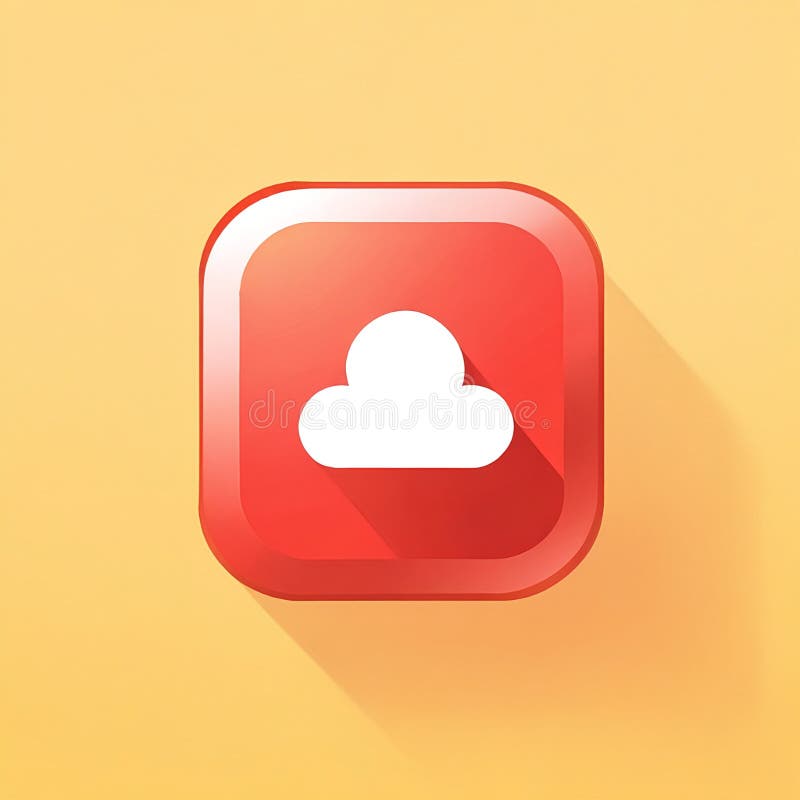 Cloud Icon on Button with Long Shadow for App Interface Stock ...