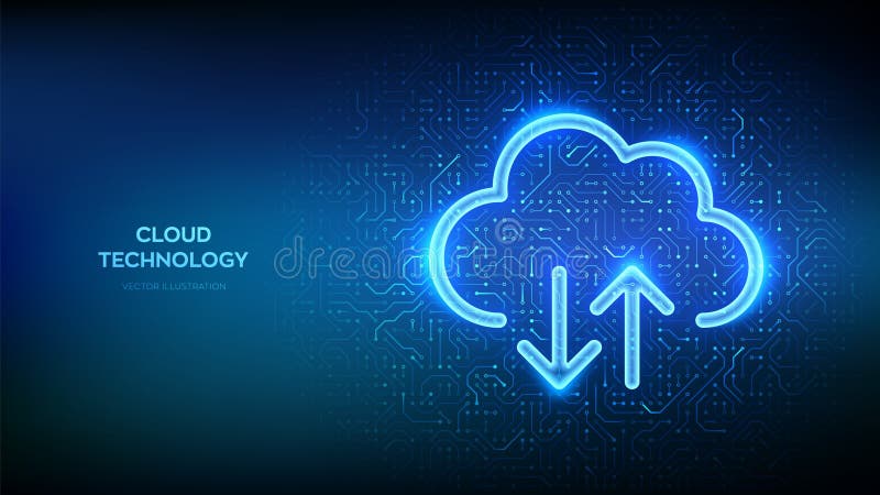 Cloud Icon. Cloud Computing Service. Database Storage, Data Center. Transfer Data. Secure Cloud ...
