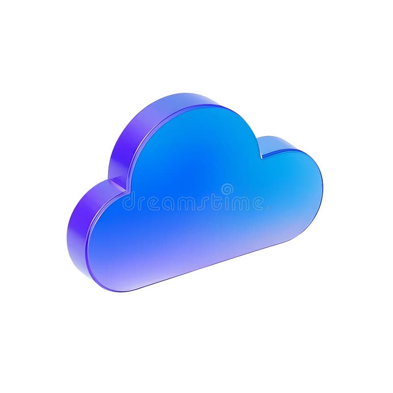 Cloud Icon 3D Render Glossy Blue and Purple Gradient Color, Cloud Data ...